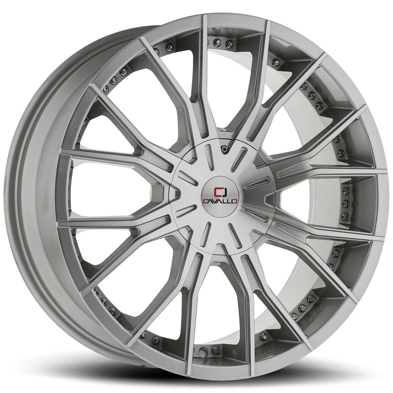 Cavallo Titan XD CLV-36 Silver and Machined 6-Lug Wheel; 20x8.5; 15mm ...