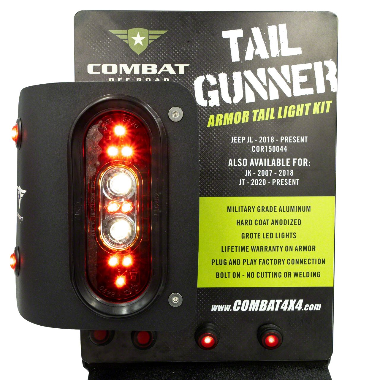 Combat Off Road Jeep Wrangler Tail Gunner LED Tail Lights; Black ...