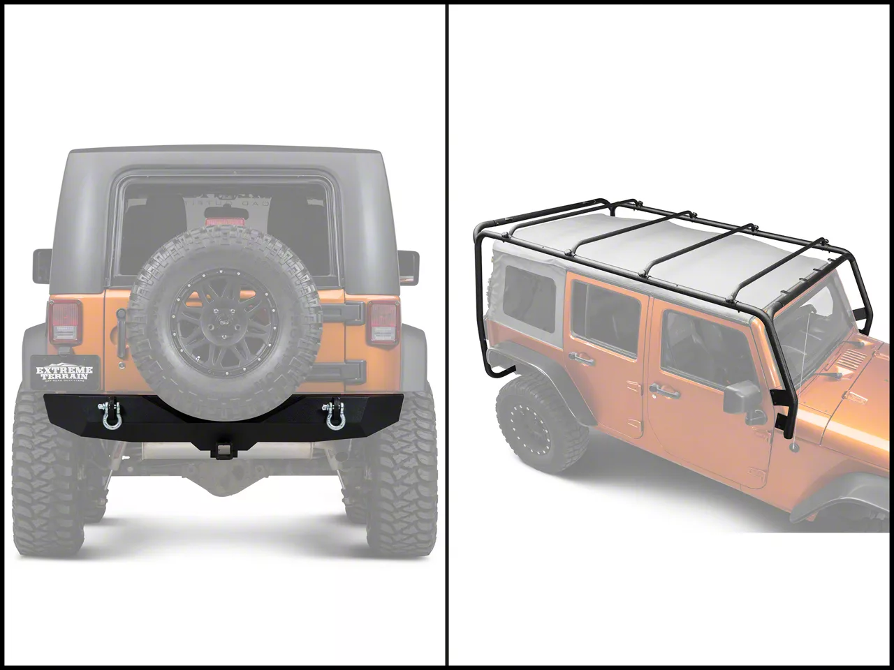 Barricade Jeep Wrangler Trail Force HD Rear Bumper with Roof Rack ...