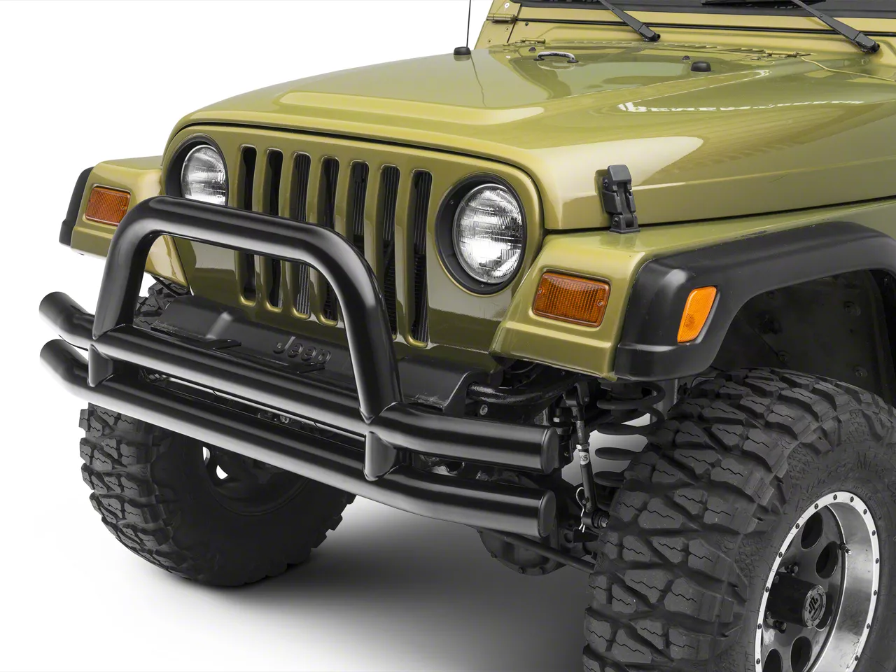 Jeep Wrangler Front Double Tube Bumper; Black (76-06 Jeep CJ5, CJ7 ...