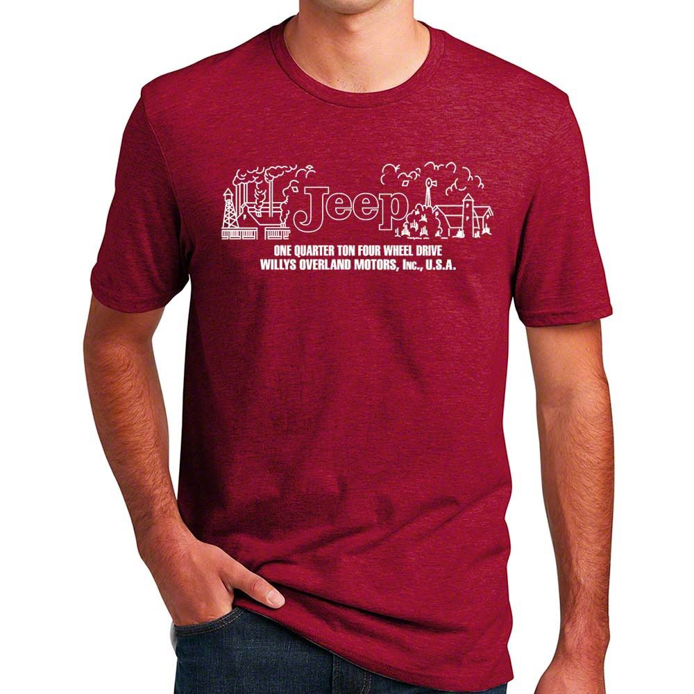 Detroit Shirt Company Universal XT Men's Willys Dash T-Shirt; Deep Red ...