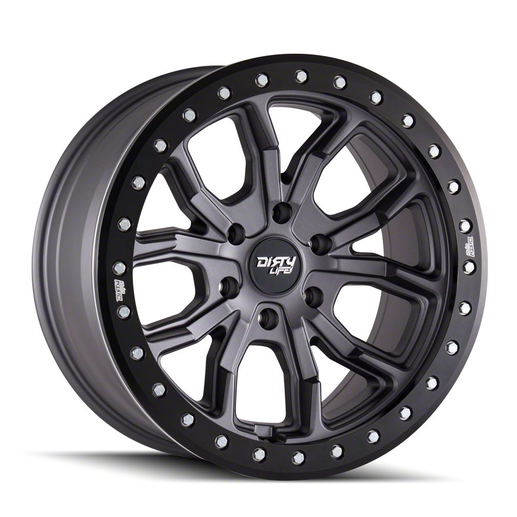 Dirty Life Jeep Wrangler DT-2 Satin Gunmetal Wheel; 17x9; -38mm Offset ...