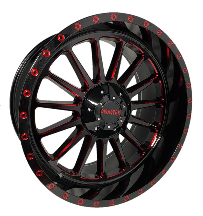 Disaster Offroad Titan XD D96 Gloss Black with Candy Red Milled 6-Lug ...