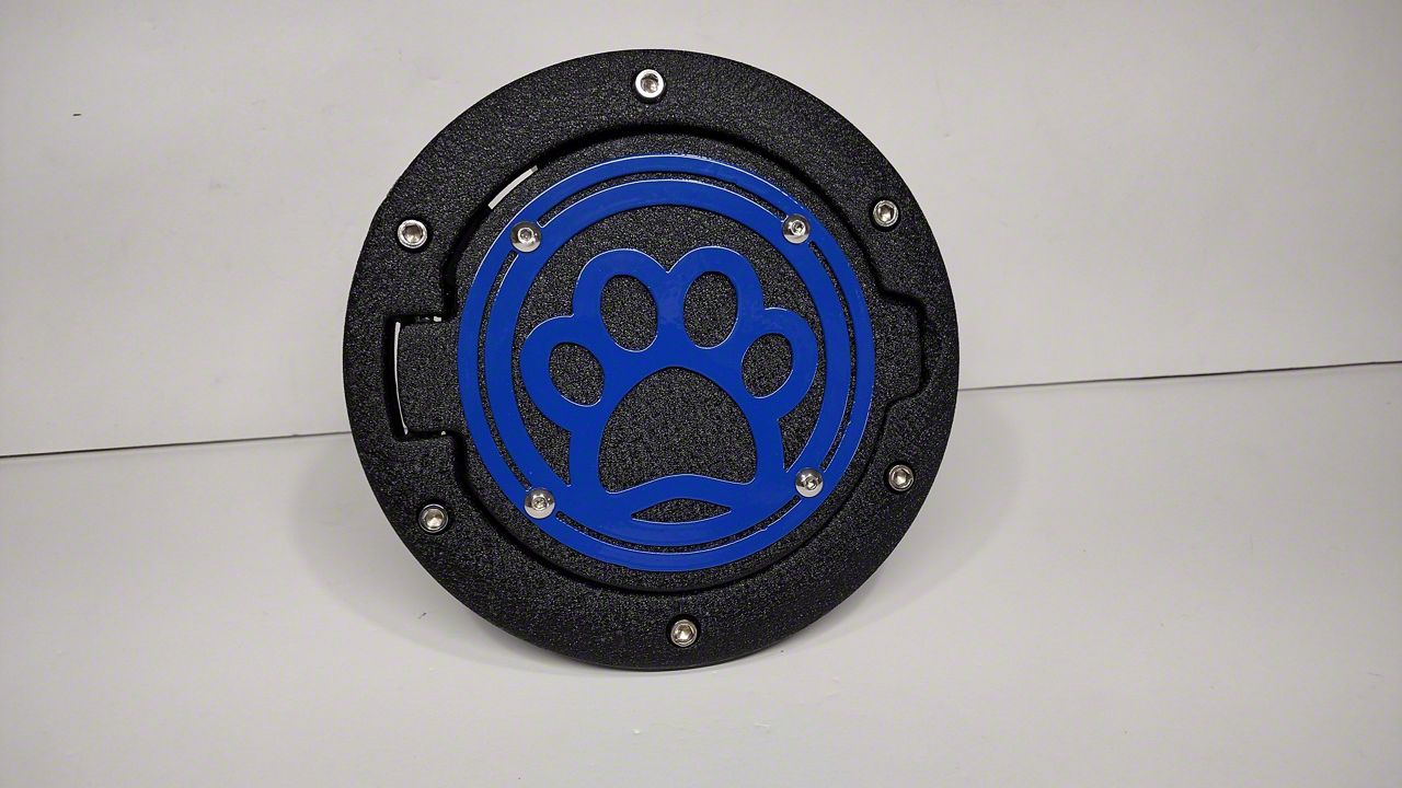 Drop Zone Off Road Jeep Wrangler Dog Paw Fuel Door; Blue DP-BLU-TJ-FD (87-06 Jeep Wrangler YJ ...