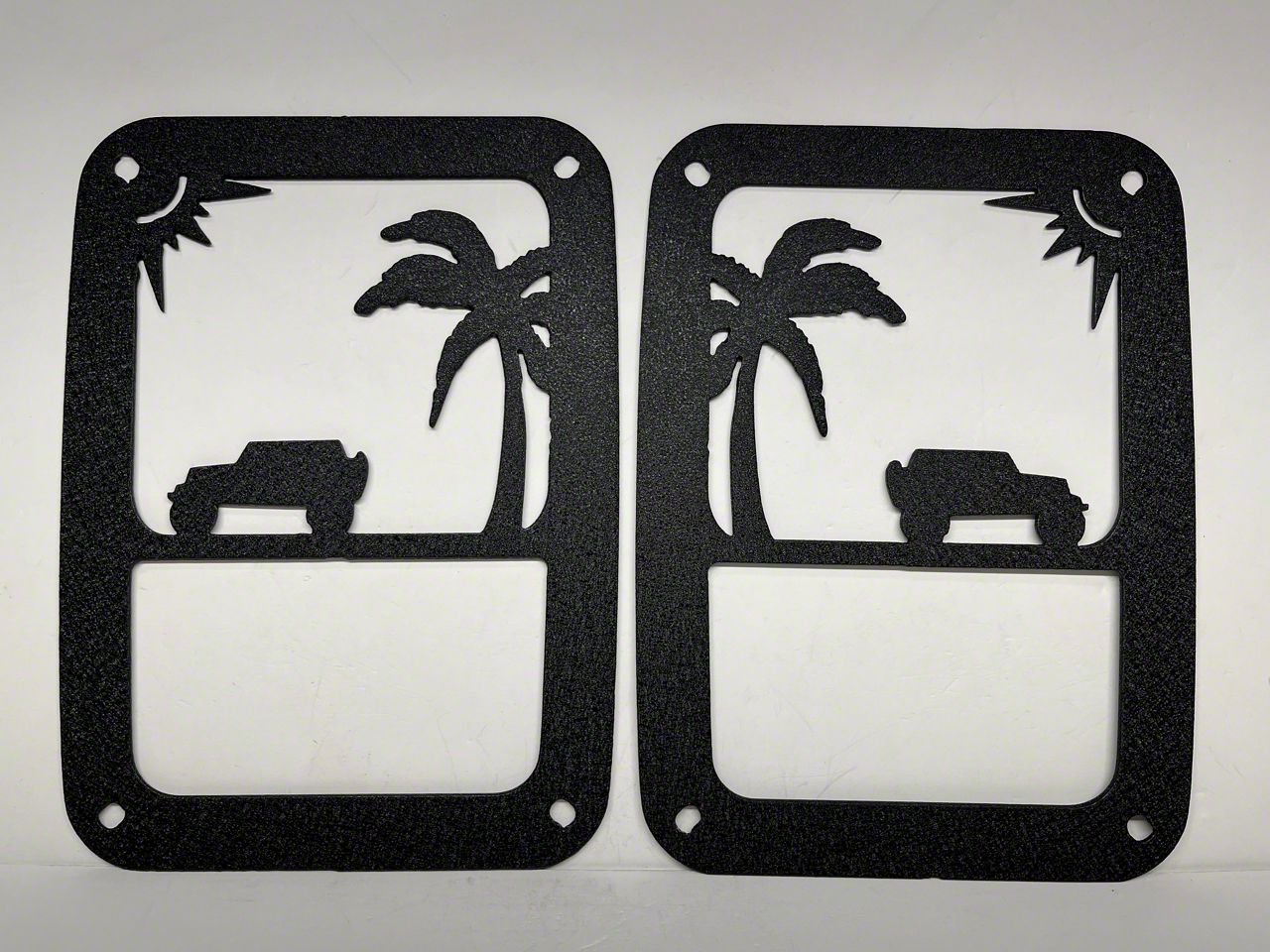 Drop Zone Off Road Jeep Wrangler Tail Light Guards; Beach Scene BS-BLK-JK-TLG (07-18 Jeep ...