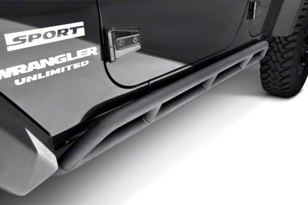 DV8 Offroad Jeep Wrangler Steel Rock Guard/Sliders; Black SRSOTB-01 (07 ...