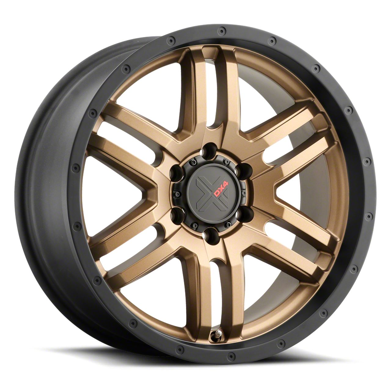 DX4 Wheels Titan DYNO Frozen Bronze with Black Lip 6-Lug Wheel; 20x9 ...
