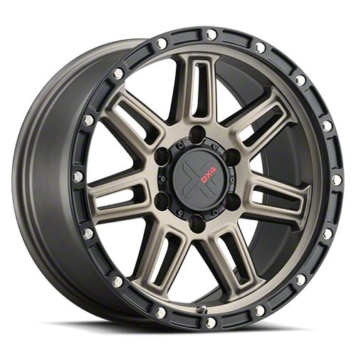DX4 Wheels Jeep Wrangler Rebel Matte Bronze with Black Ring Wheel; 15x8 ...