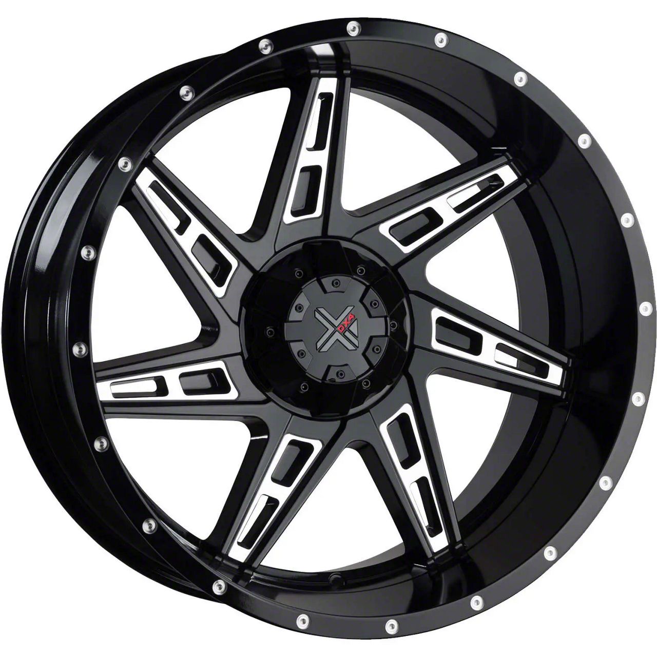 DX4 Wheels Jeep Wrangler SKULL Gloss Black Milled Wheel; 20x11.5 ...