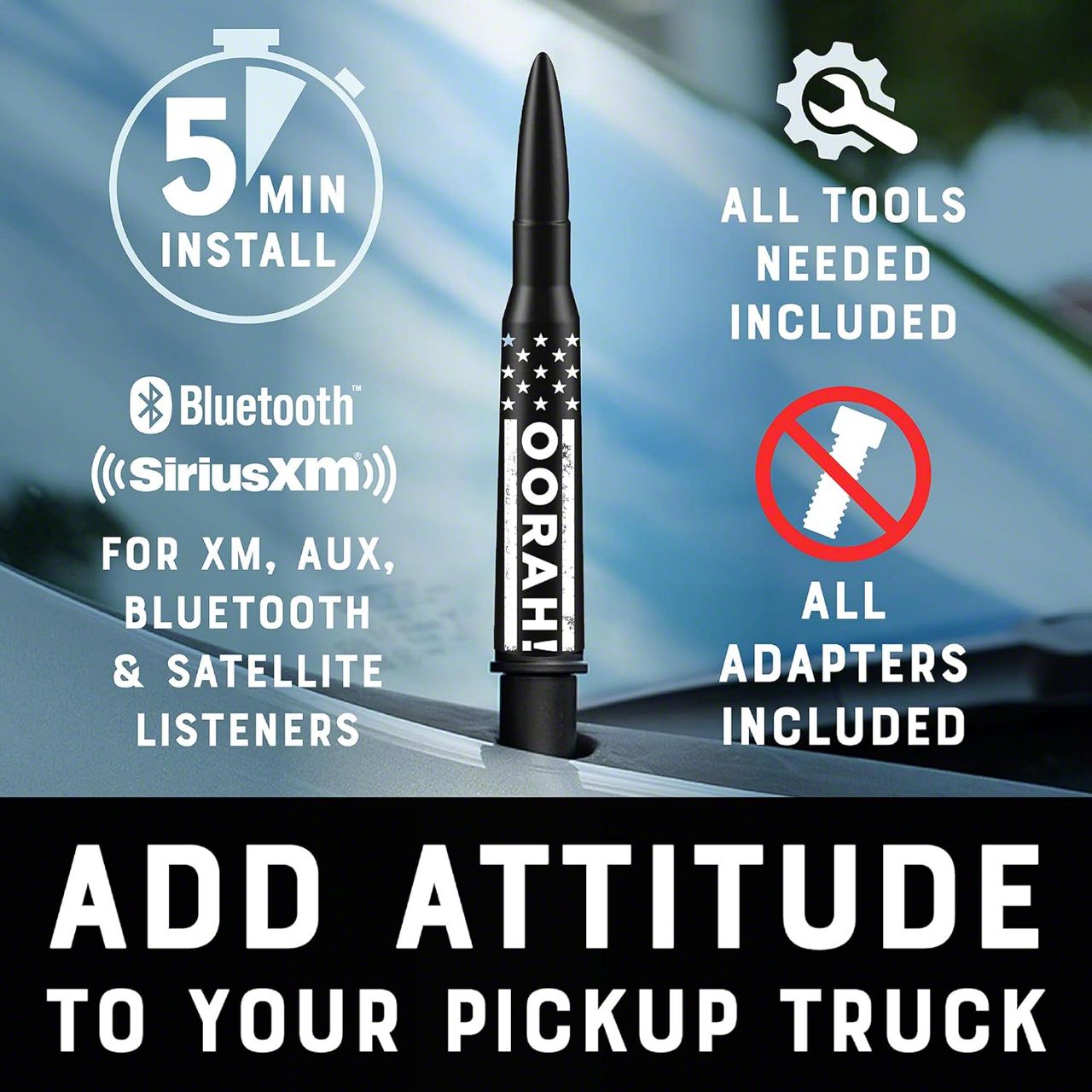 Jeep Gladiator Bullet Antenna; OORAH (20-23 Jeep Gladiator JT) - Free ...