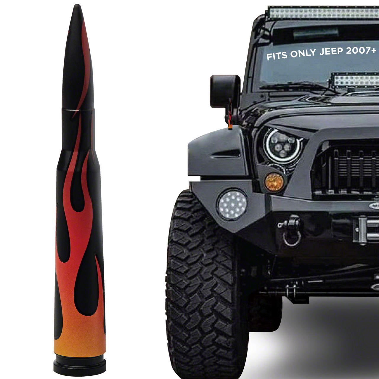 Jeep Wrangler Bullet Antenna; Flames (07-23 Jeep Wrangler JK & JL ...