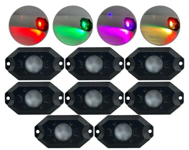 Extreme LED Toyota 4-Runner RGB LED Rock Light Kit; 8-Pack EX-RK-15W-08 ...