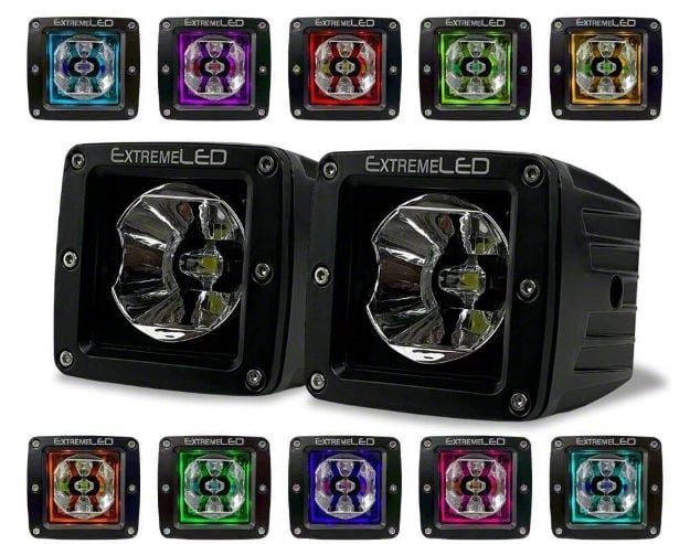 Extreme LED Jeep Wrangler 3-Inch Extreme Series RGB LED Pod Lights EX-X2-RGB-03 (Universal; Some ...