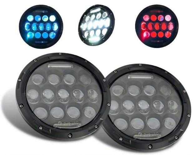 Extreme LED Jeep Wrangler 7-Inch RGB LED Headlights with Adapters EX-HL-7-RGBDRL (97-18 Jeep ...