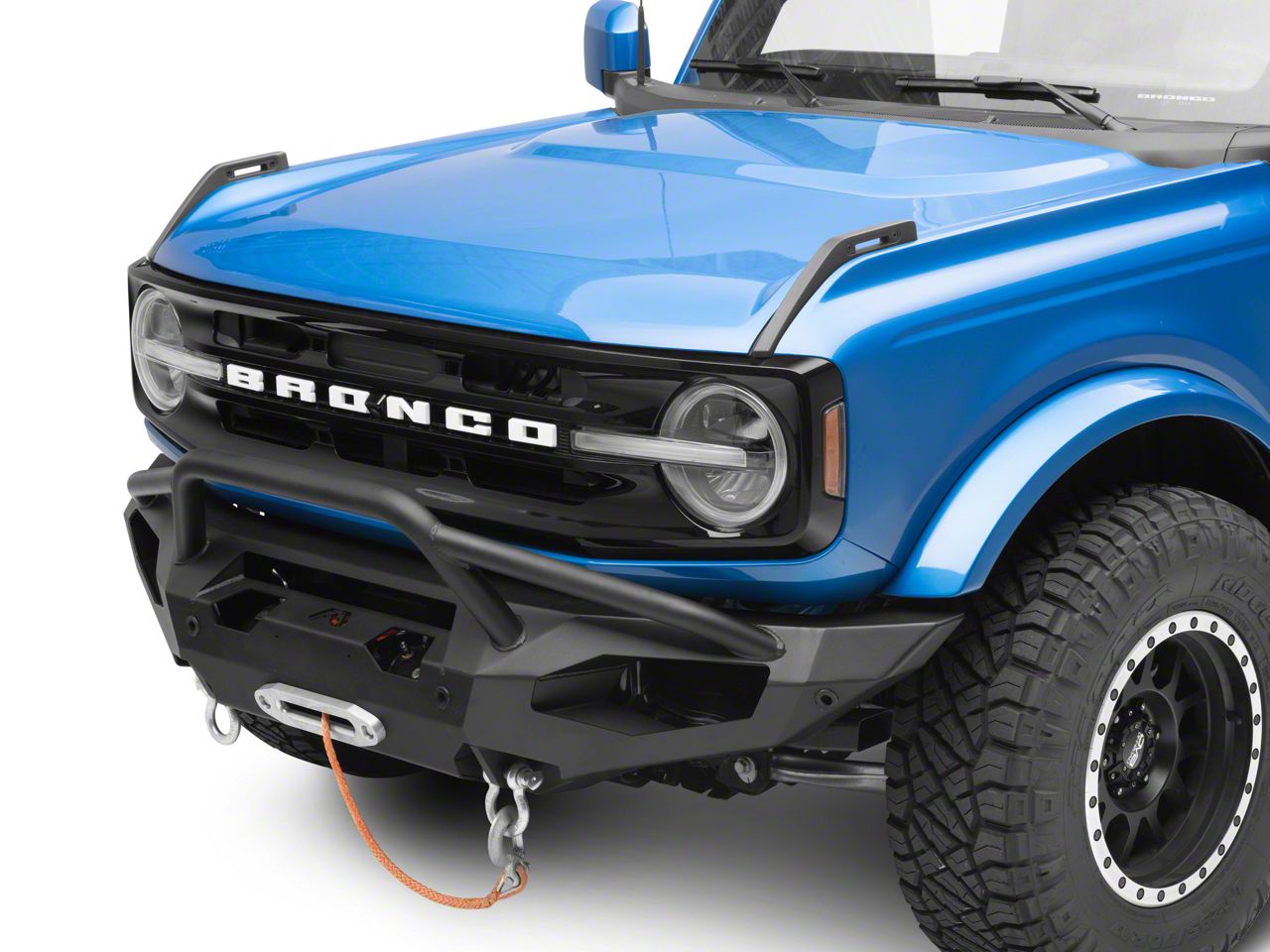 Fab Fours Bronco Matrix Front Bumper with Pre-Runner Guard; Matte Black ...