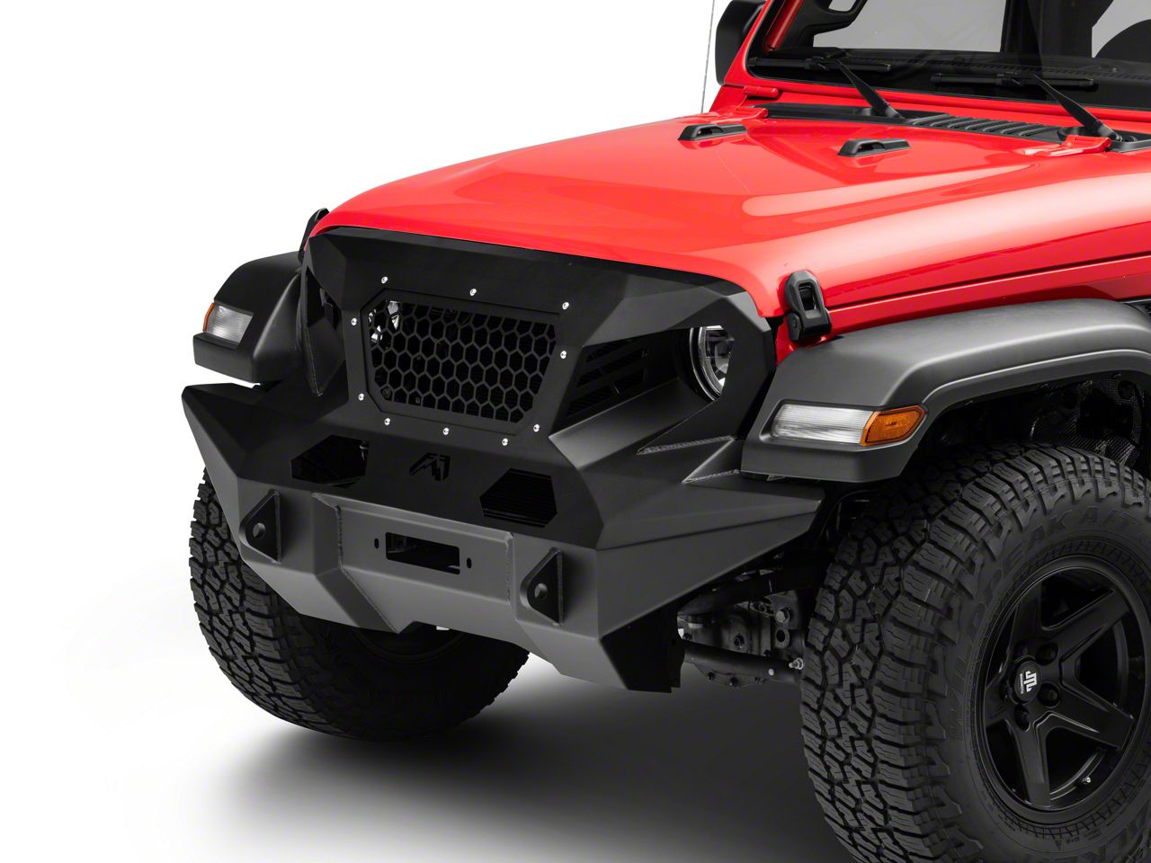 Fab Fours Jeep Wrangler Front Full Width Grumper; Matte Black GR4610-1 ...