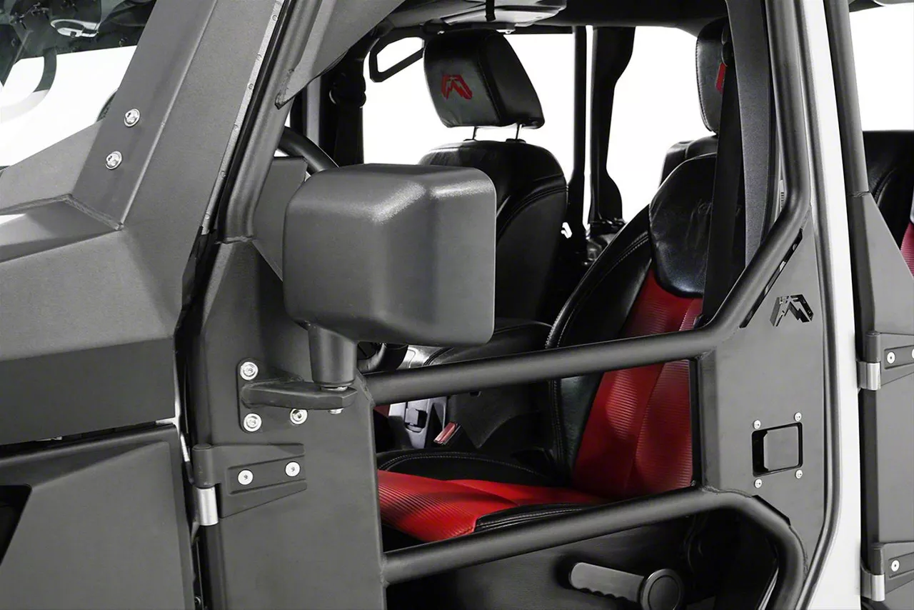 Fab Fours Jeep Wrangler Tube Door Side Mirror Brackets; Matte Black ...