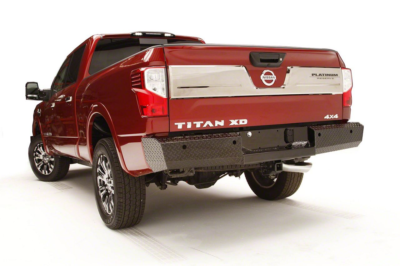 Fab Fours Titan XD Black Steel Ranch Rear Bumper; Gloss Black NT16 ...