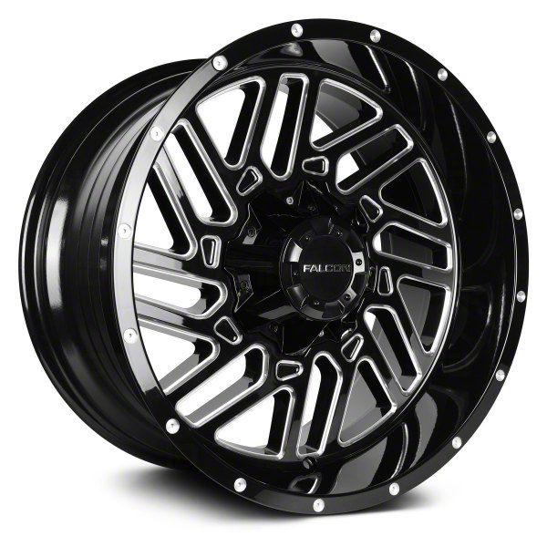 Falcon Wheels Titan F2 Series Glossy Black with Diamond Milling 6-Lug ...