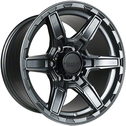 Falcon Wheels Tacoma T3 Series Full Matte Gunmetal 6-Lug Wheel; 17x9 ...