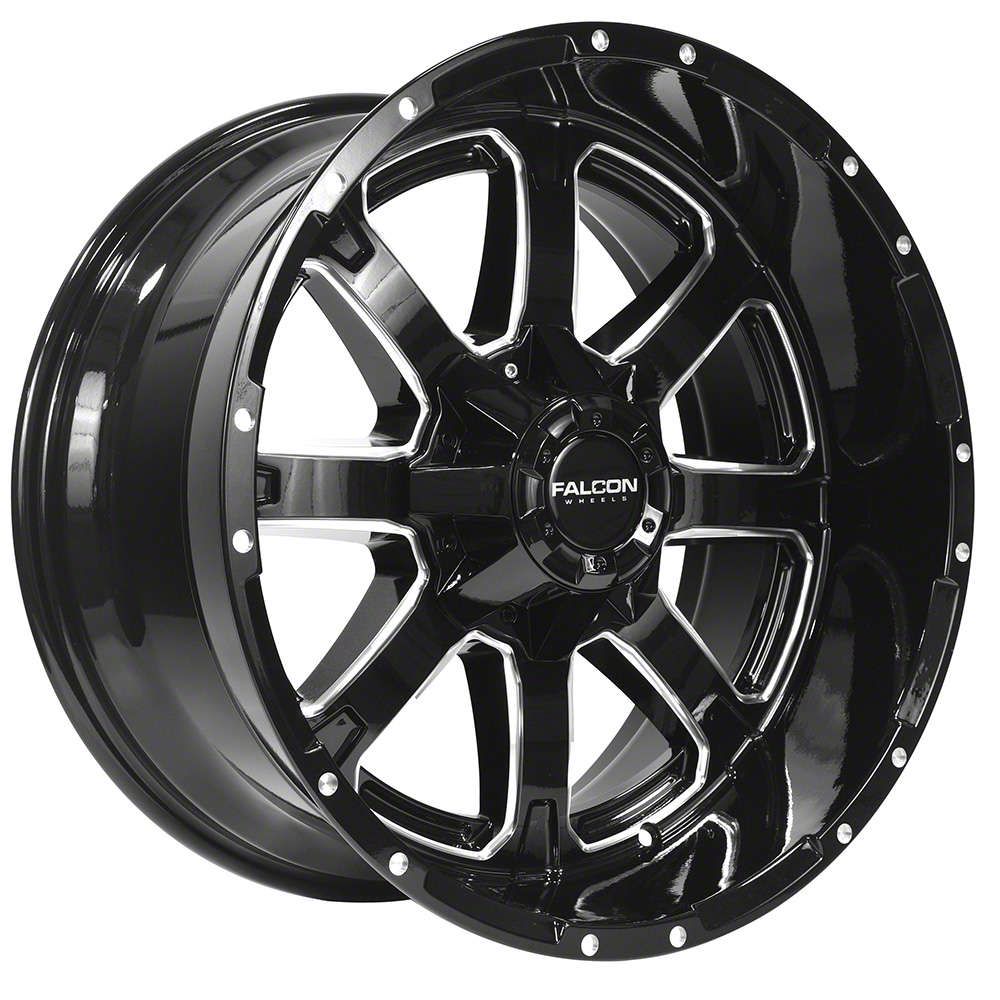 Falcon Wheels Tundra F1 Series Glossy Black with Diamond Milling 6-Lug ...
