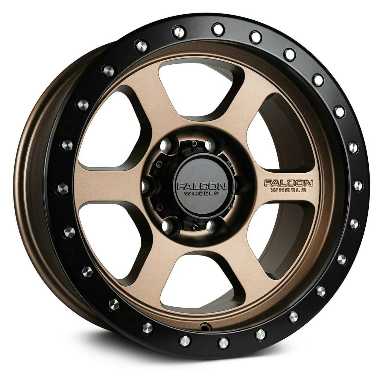 Falcon Wheels Tundra T1 Series Matte Bronze with Matte Black Ring 6-Lug ...