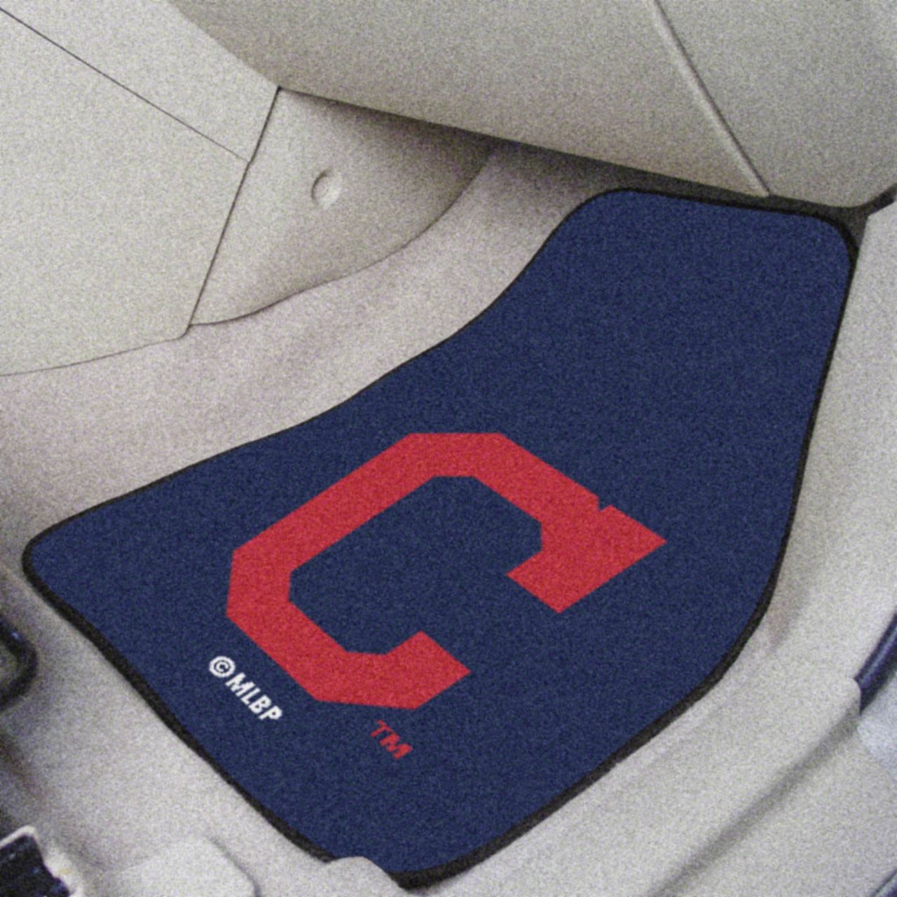Bronco Carpet Front Floor Mats with Cleveland Indians Logo; Navy ...
