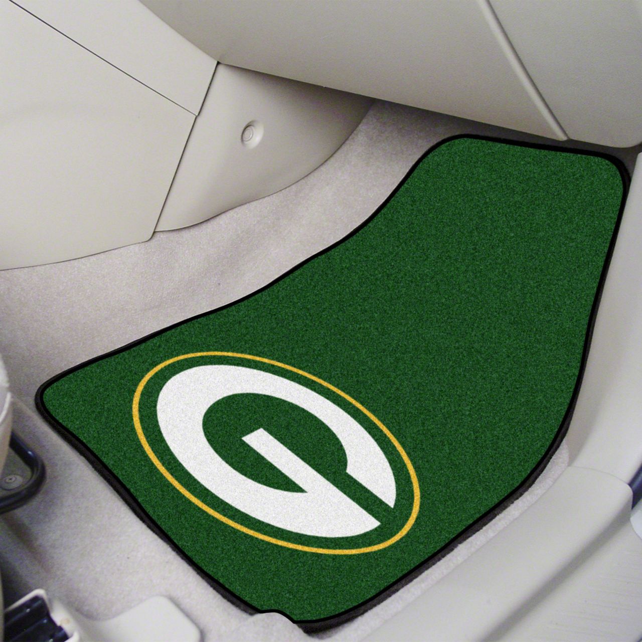 Bronco Carpet Front Floor Mats with Green Bay Packers Logo; Green ...