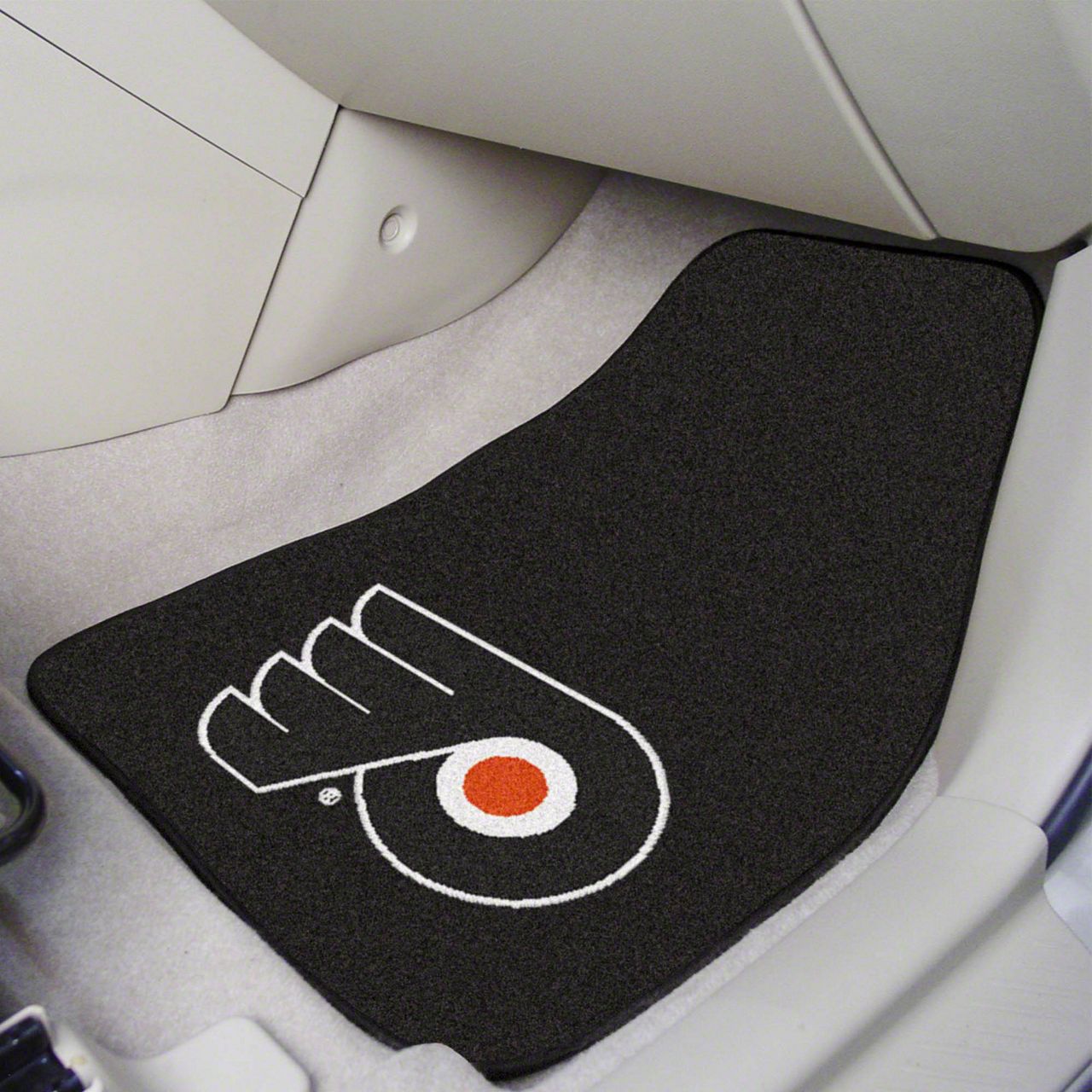Bronco Carpet Front Floor Mats with Philadelphia Flyers Logo; Black ...