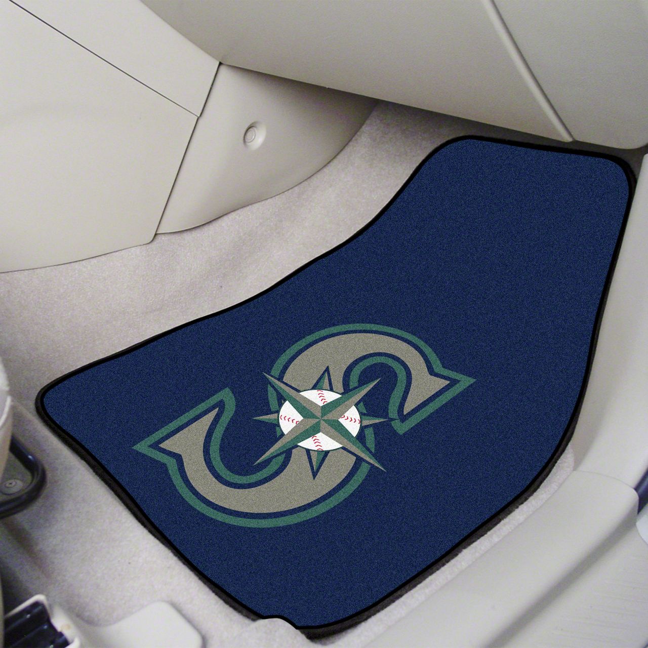 Bronco Carpet Front Floor Mats with Seattle Mariners Logo; Navy ...