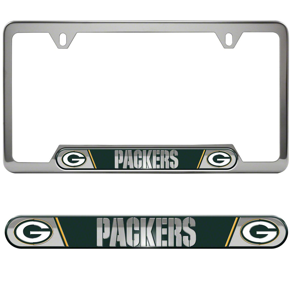 Bronco Embossed License Plate Frame with Green Bay Packers Logo; Green ...