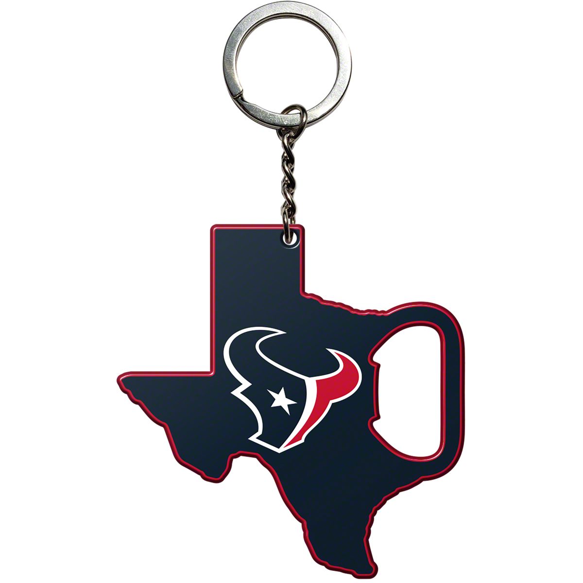 Bronco Keychain Bottle Opener with Houston Texans Logo; Blue and Red ...