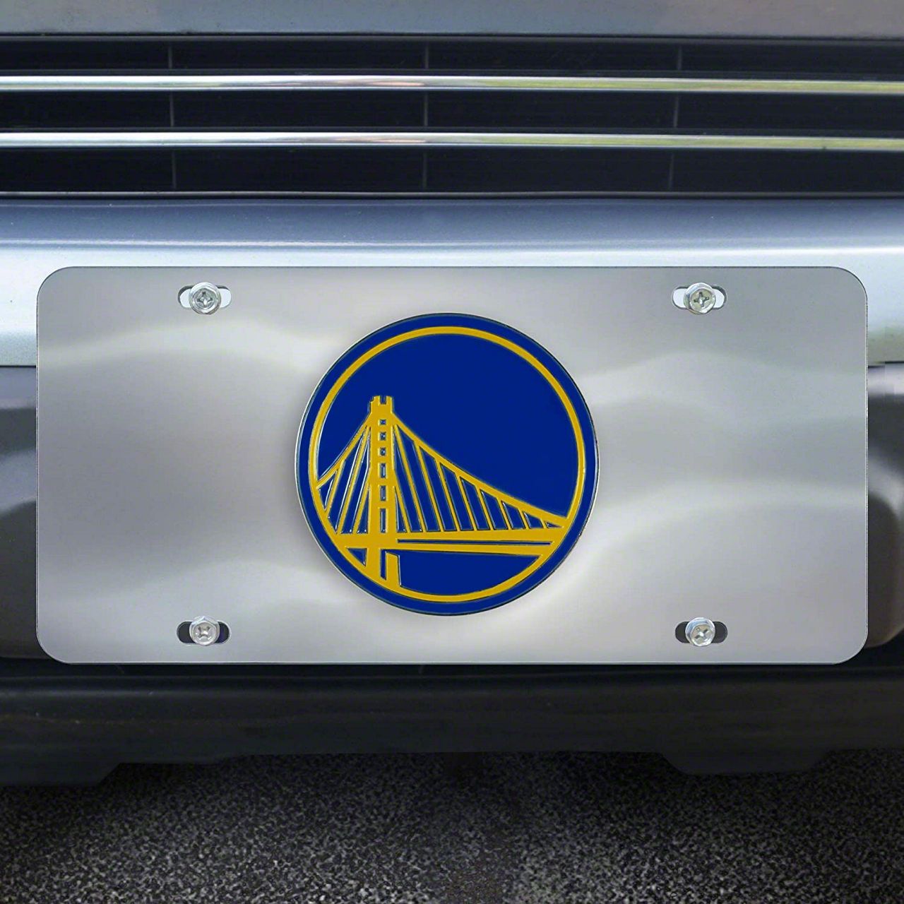 Bronco License Plate with Golden State Warriors Logo; Stainless Steel ...