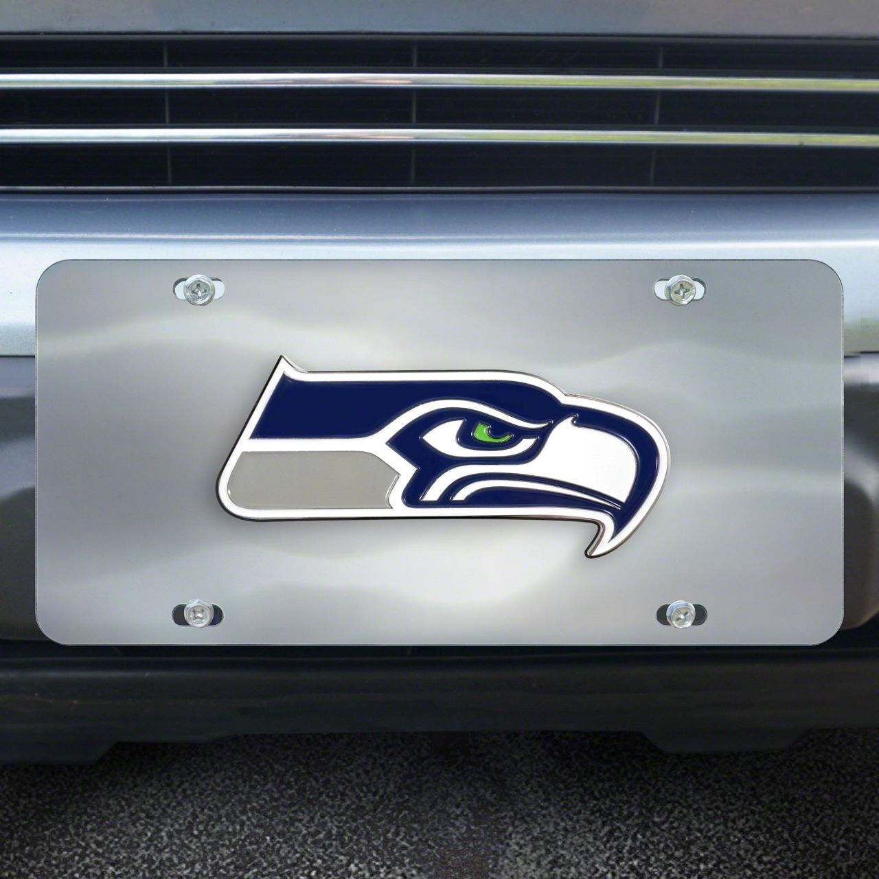 Bronco License Plate with Seattle Seahawks Logo; Stainless Steel ...