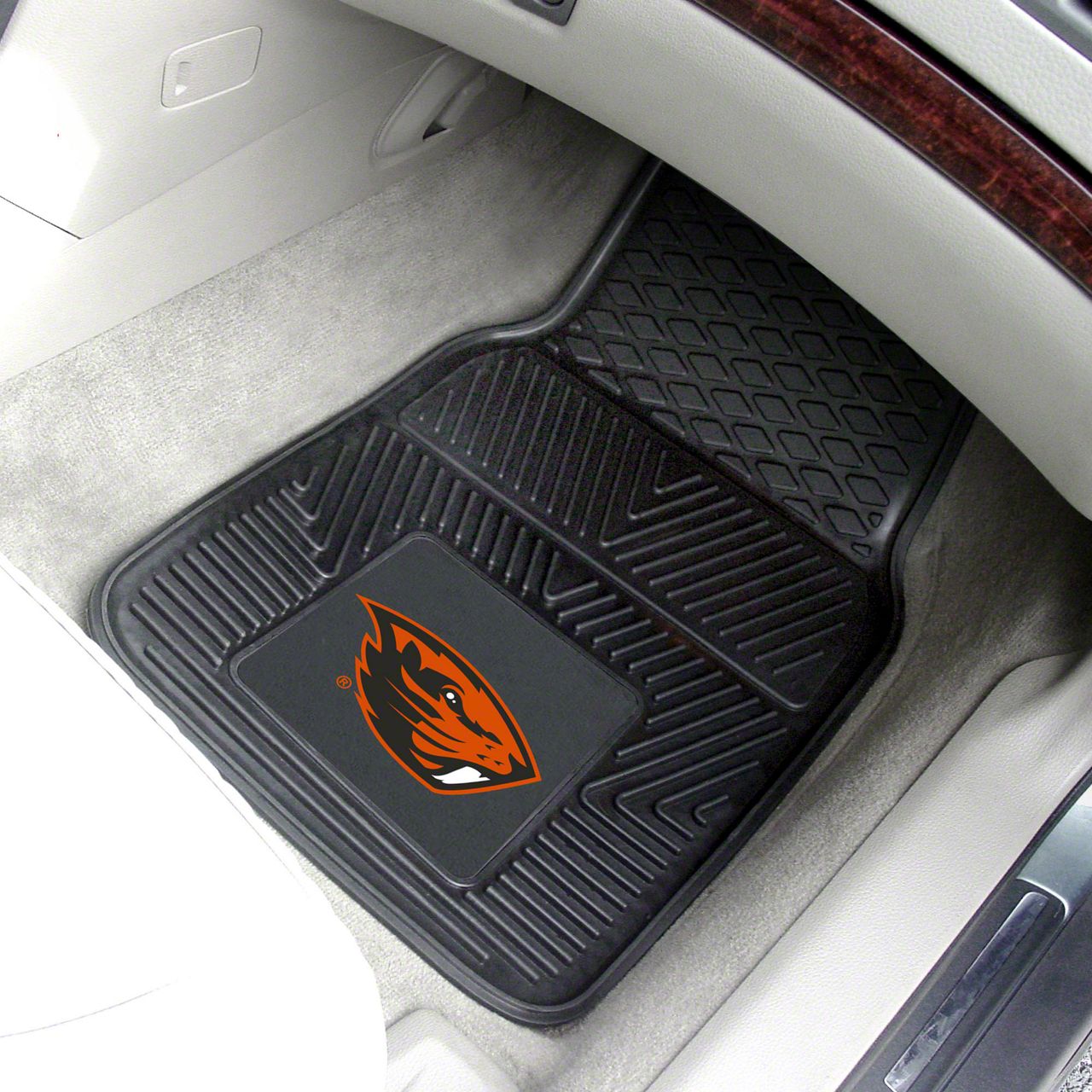 Bronco Vinyl Front Floor Mats with Oregon State University Logo; Black ...