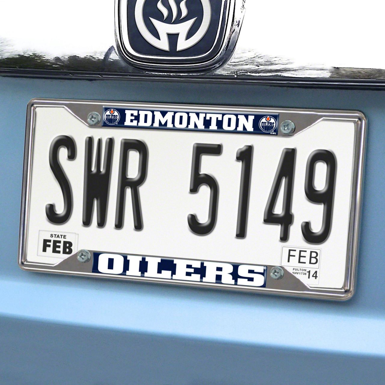 Jeep Wrangler License Plate Frame with Edmonton Oilers Logo; (Universal ...
