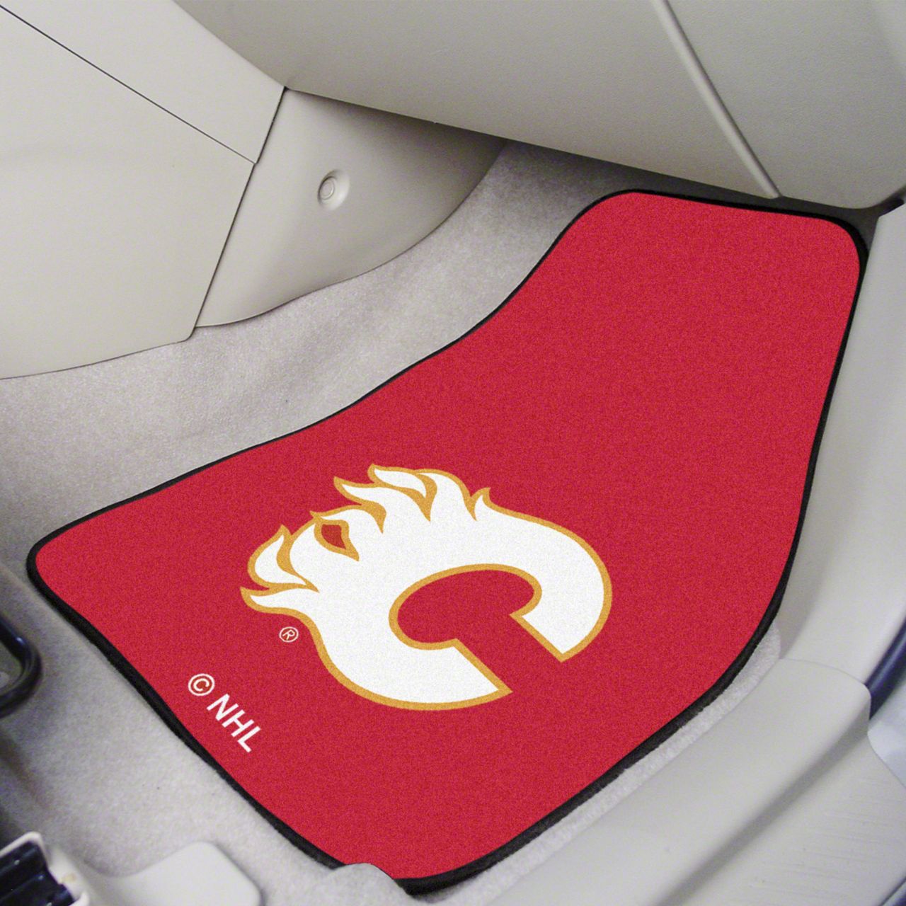 Tundra Carpet Front Floor Mats with Calgary Flames Logo; Red (Universal ...