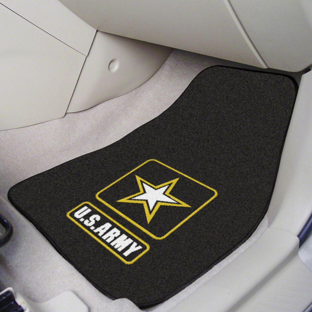 Tundra Carpet Front Floor Mats with U.S. Army Logo; Black (Universal ...