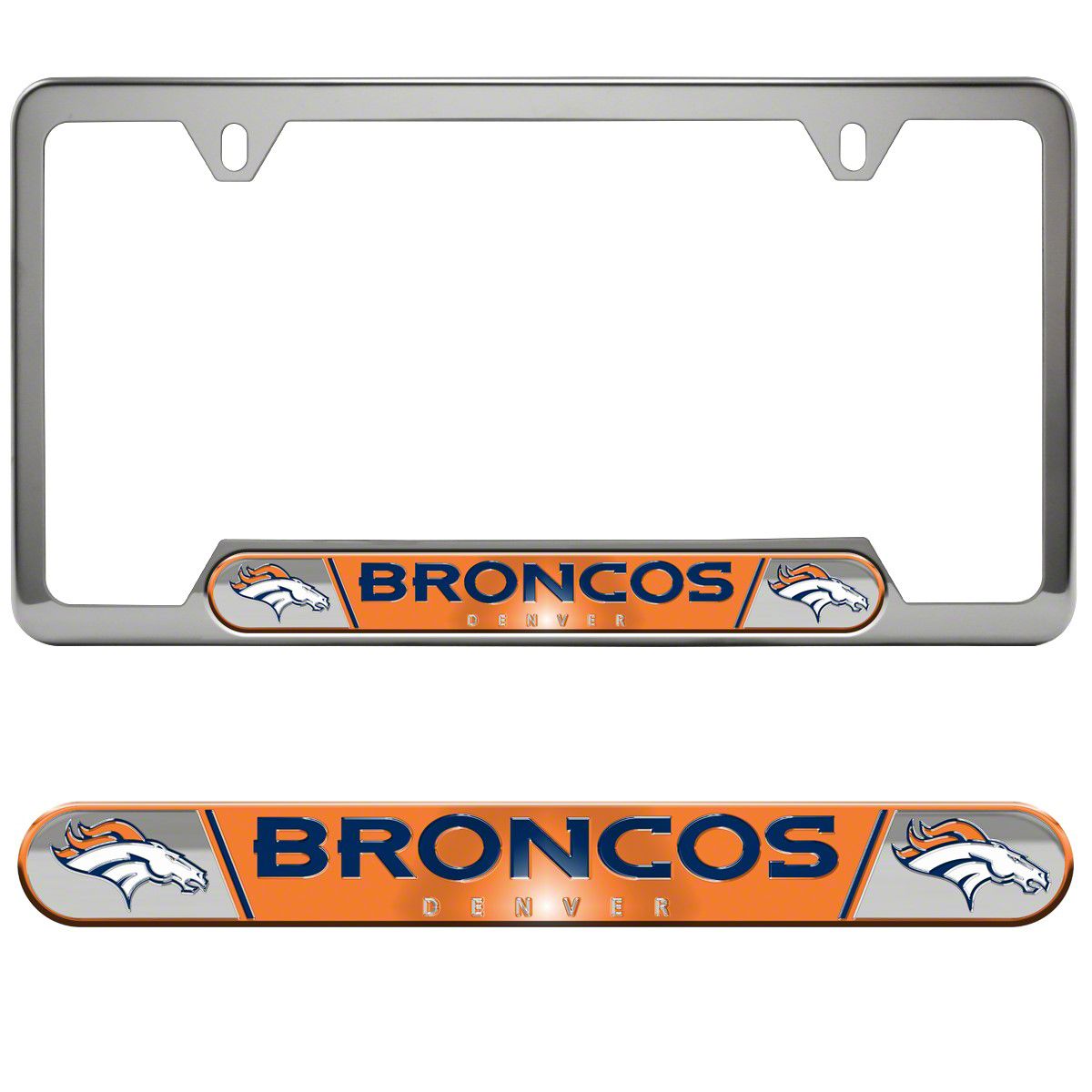 Tundra Embossed License Plate Frame with Denver Broncos Logo; Orange ...