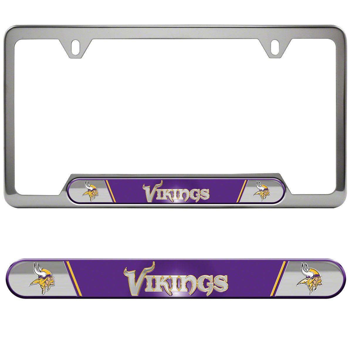 Tundra Embossed License Plate Frame with Minnesota Vikings Logo; Purple ...