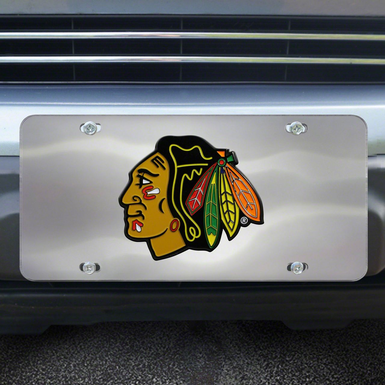 Tundra License Plate with Chicago Blackhawks Logo; Stainless Steel ...