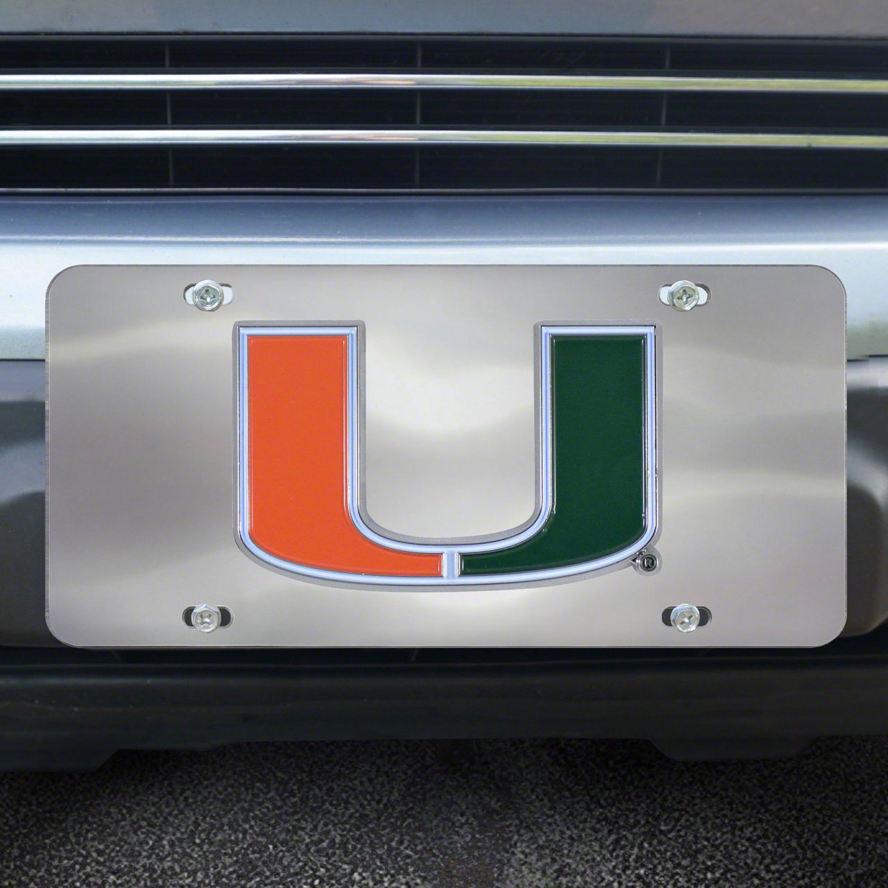 Tundra License Plate with University of Miami Logo; Stainless Steel ...