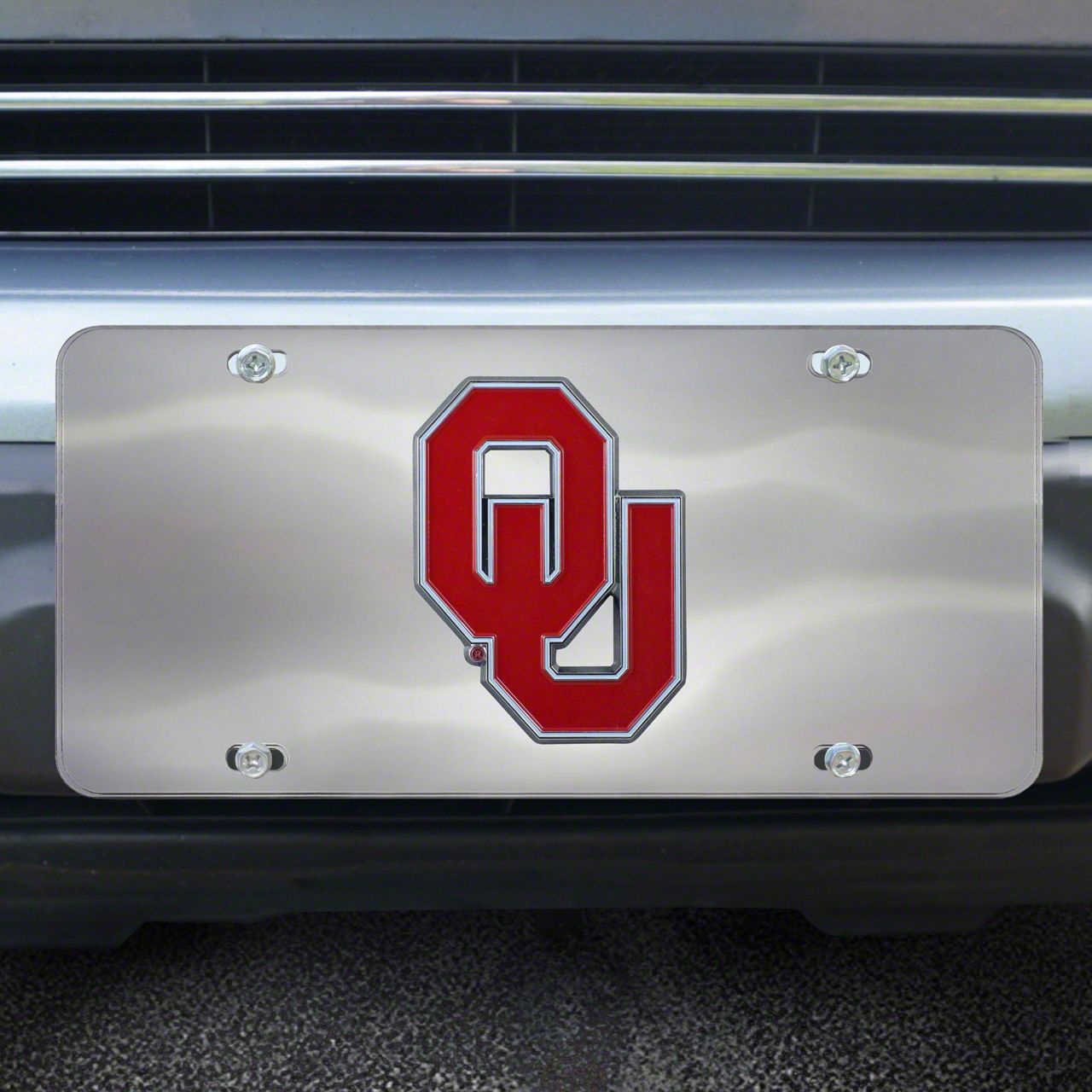 Tundra License Plate with University of Oklahoma Logo; Stainless Steel ...
