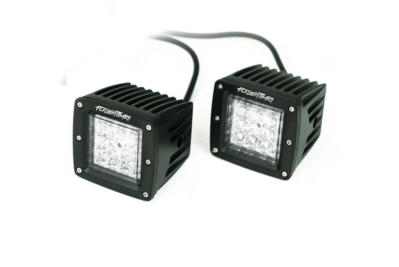 FCKLightBars Bronco 3-Inch Dual Purpose Chase Light Pod Lights; Amber ...