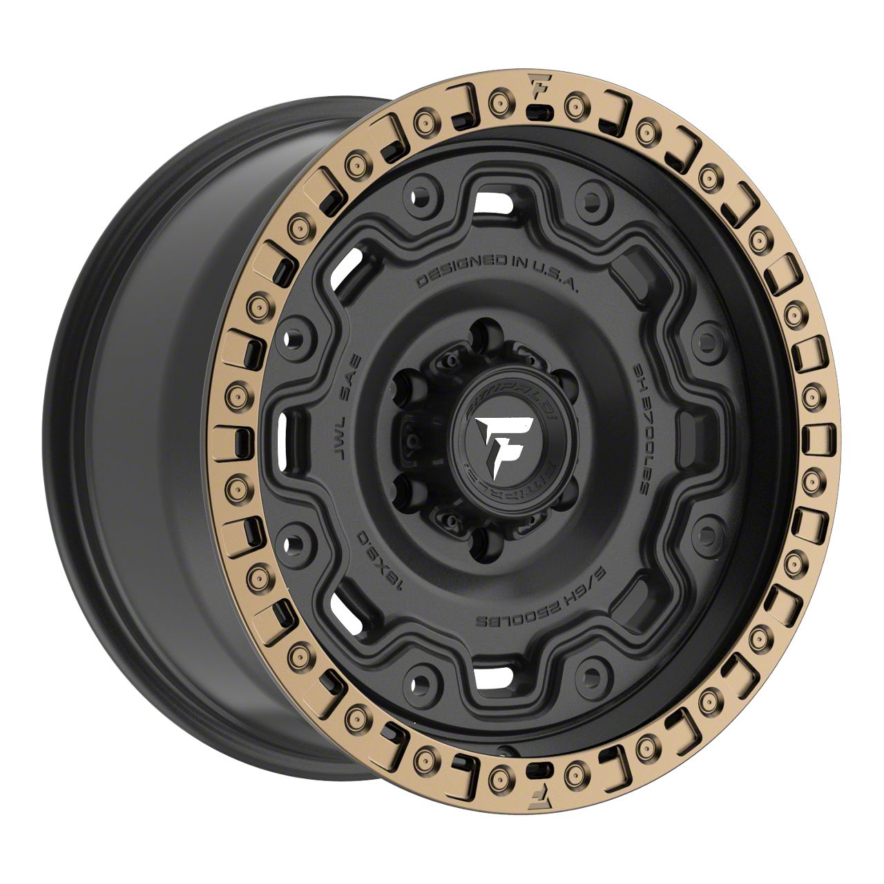 Fittipaldi Offroad Bronco FT100 Satin Black with Bronze Ring 6-Lug ...