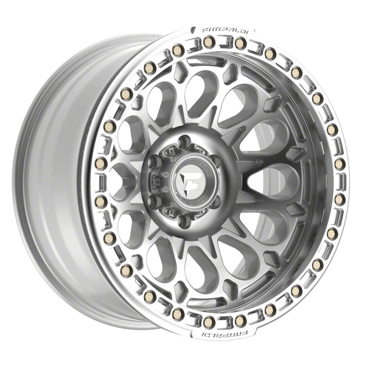 Fittipaldi Offroad Titan FB153 Gloss Silver Machined with Machined Ring ...