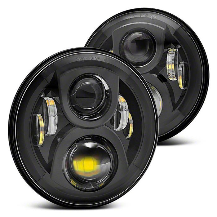 Flashtech Jeep Wrangler 7-Inch 7045 LED Headlights; Black Housing ...
