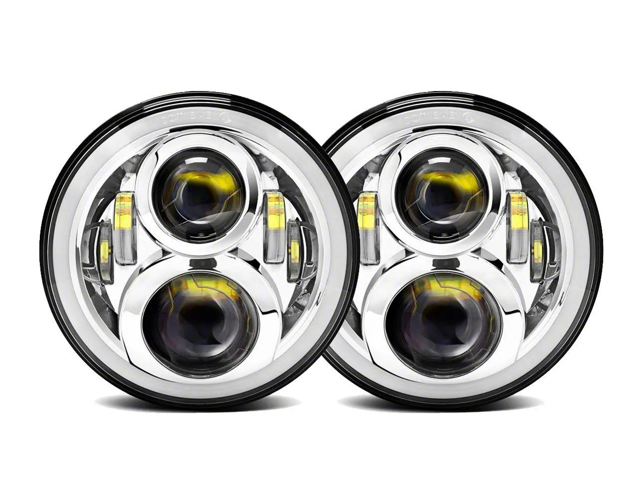 Flashtech Jeep Wrangler 7-Inch 7045 LED Headlights with Chrome Housing ...