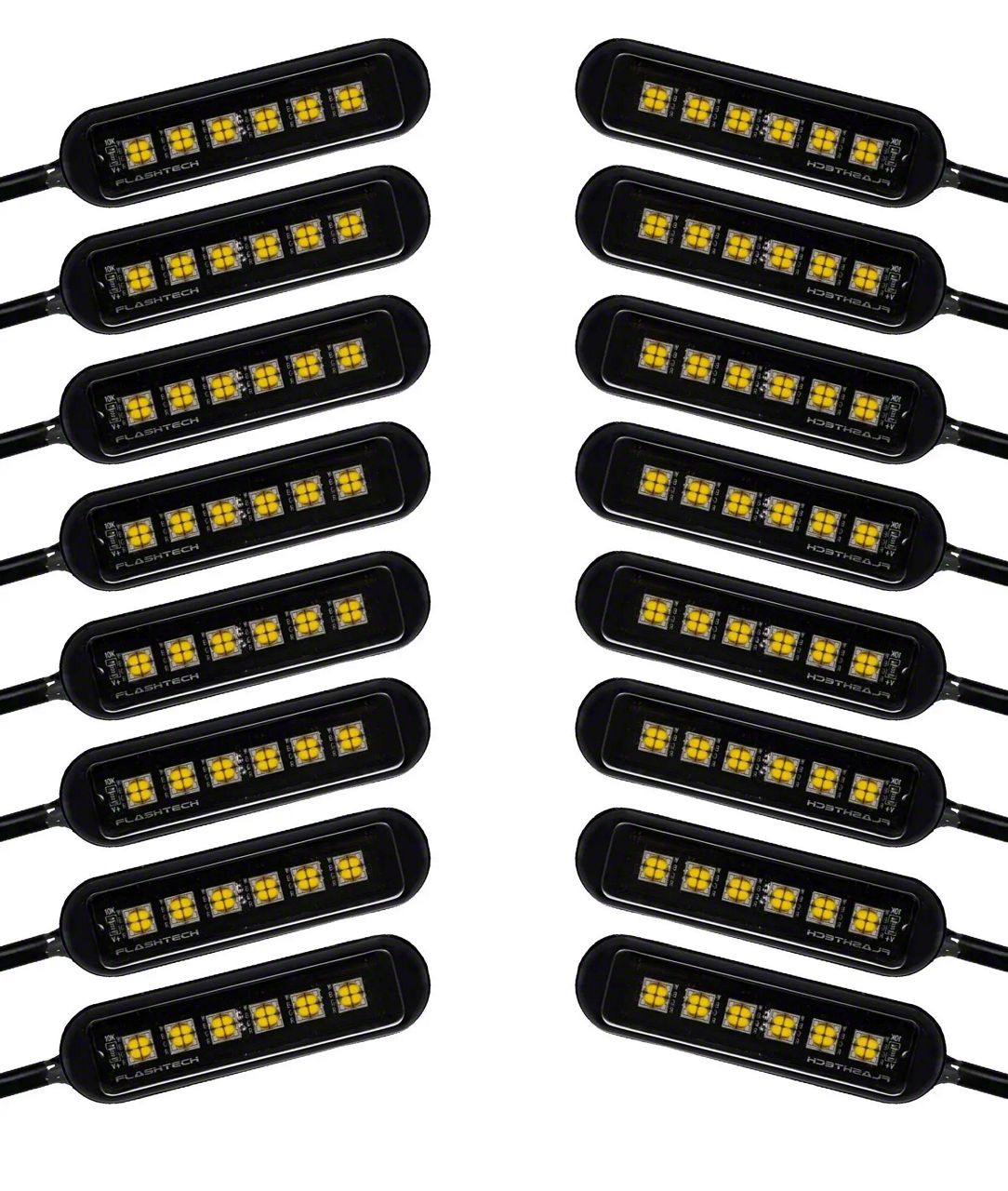 Flashtech Jeep Wrangler Magnetic Mini6 White Rock Light Kit; 16-Piece FTRLM-W16 (Universal; Some ...