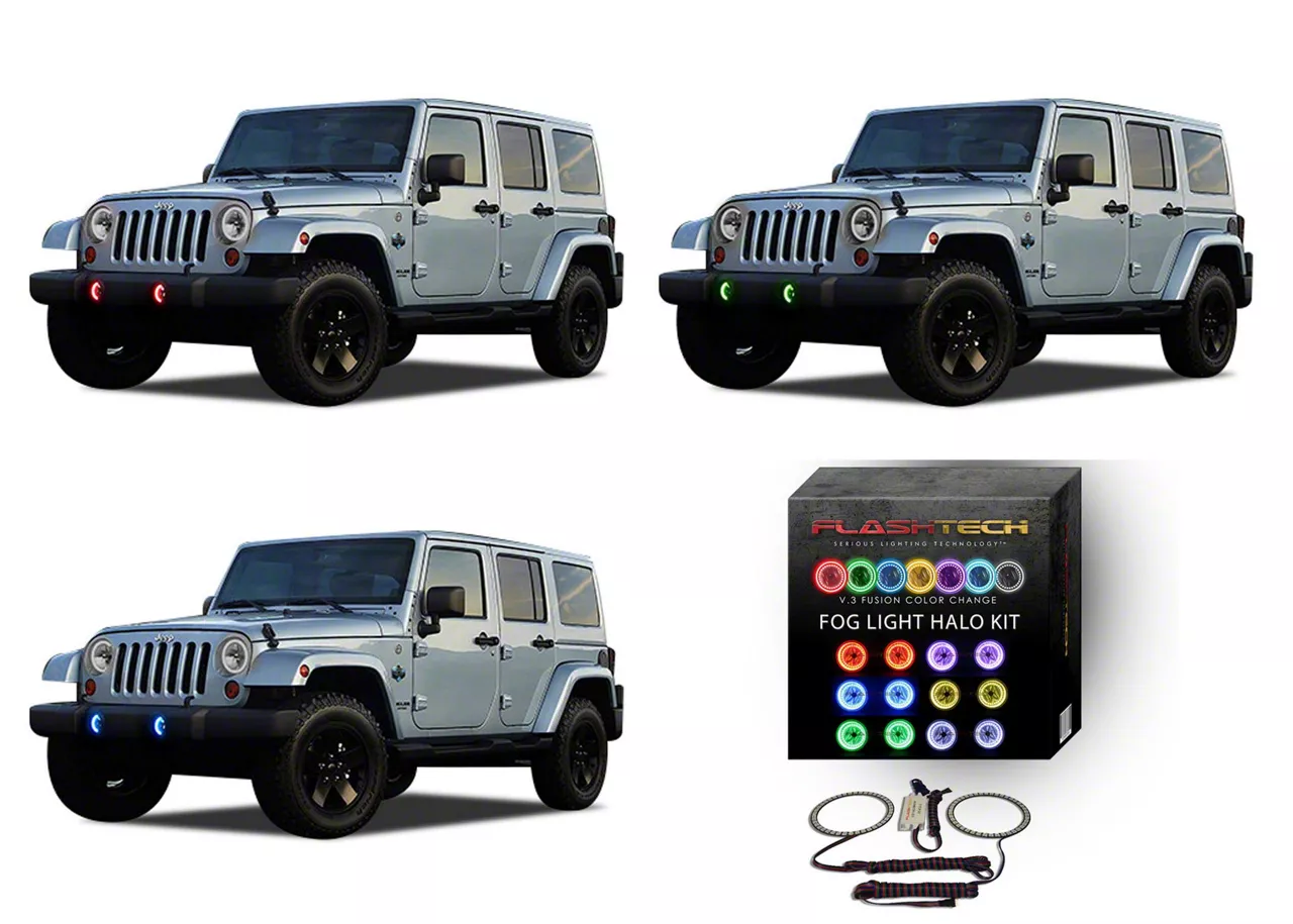 Flashtech Jeep Wrangler V.3 Fusion Color Change LED Halo Fog Light Kit ...